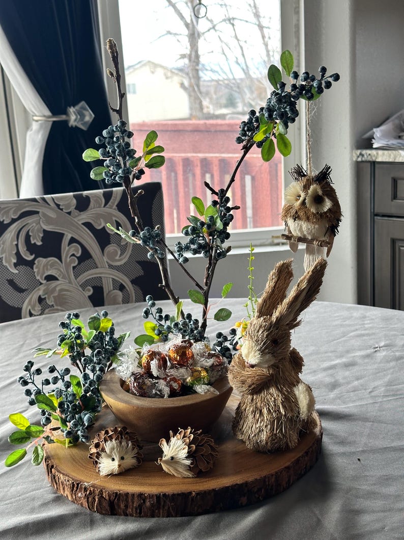 Woodland Animal Centerpiece for Hedgehog Baby Shower Easter Table Decor ...