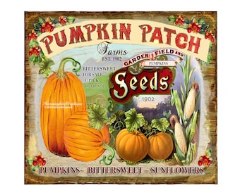 Farm Style Grainsack GOLDEN PUMPKIN Label Instant Digital Download ...