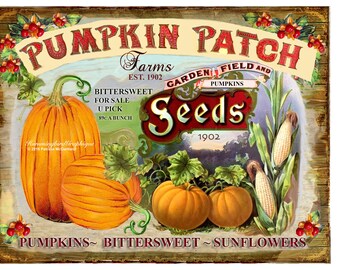 Farm Style Grainsack GOLDEN PUMPKIN Label Instant Digital | Etsy