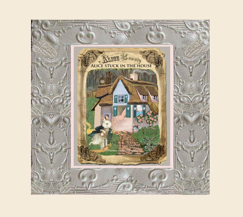 ALICE STUCK IN the House Alice in Wonderland Large Image | Etsy