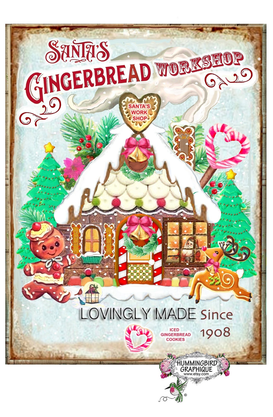 SANTAS GINGERBREAD EXPRESS Workshop Sign Large Image Instant - Etsy