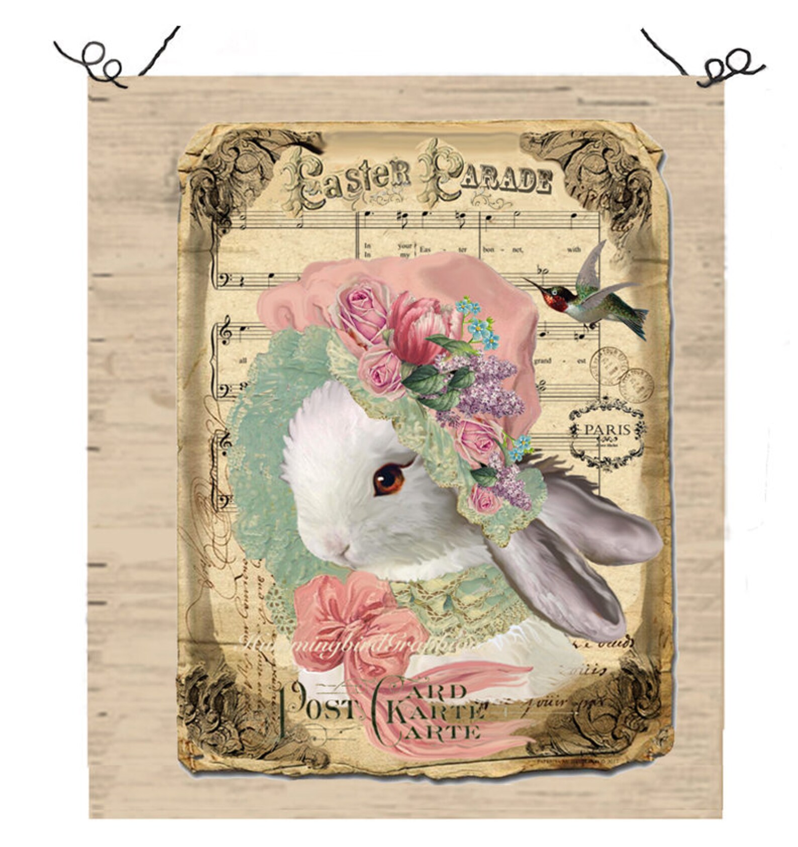 Vintage Shabby EASTER PARADE Easter Bunny Large Image Instant - Etsy