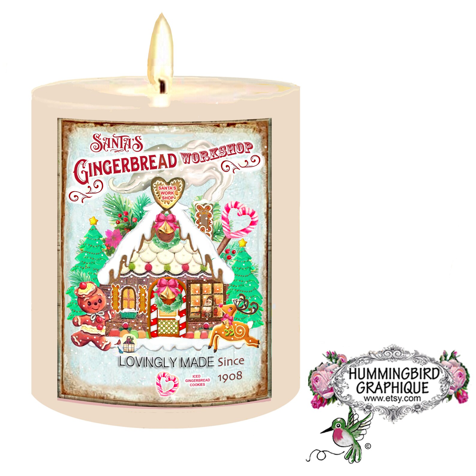 SANTAS GINGERBREAD EXPRESS Workshop Sign Large Image Instant - Etsy