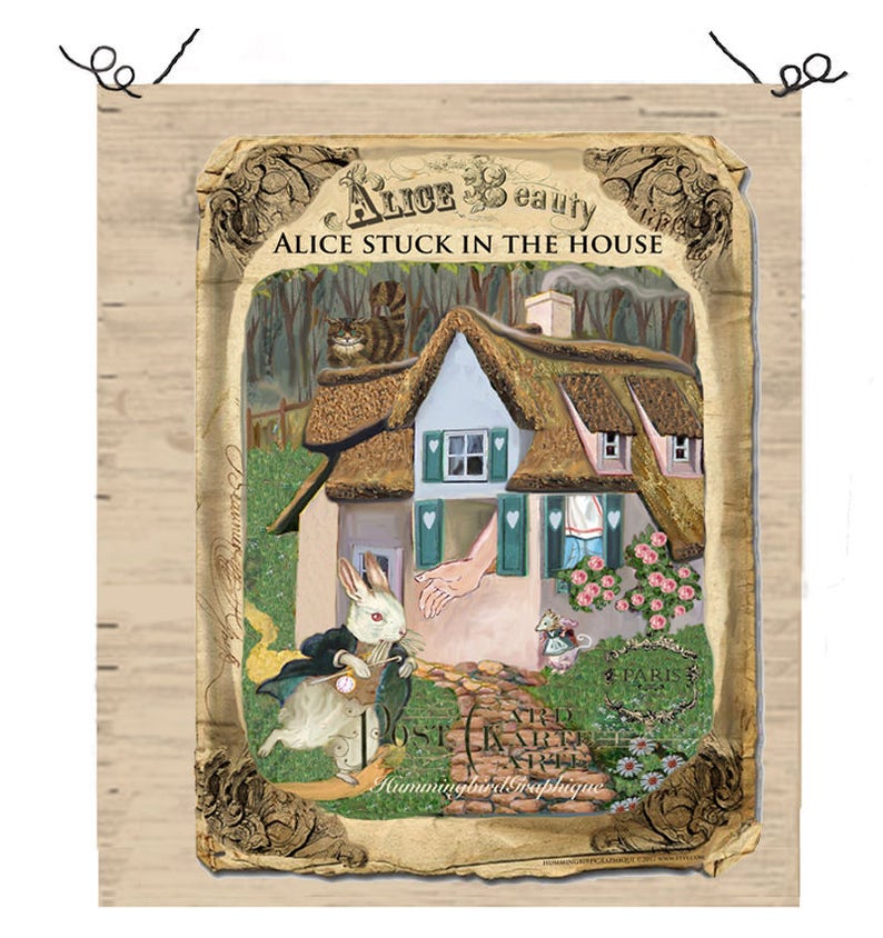 ALICE STUCK IN the House Alice in Wonderland Large Image - Etsy