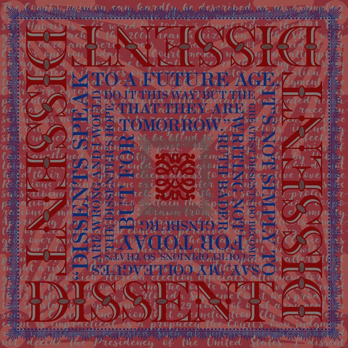 Square DISSENT scarves for Ruth Bader Ginsburg in red type or - Etsy France