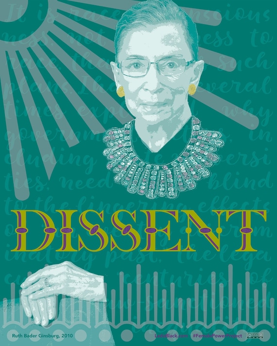 Ruth Bader Ginsburg Print Designs DISSENT RBG Persisters | Etsy