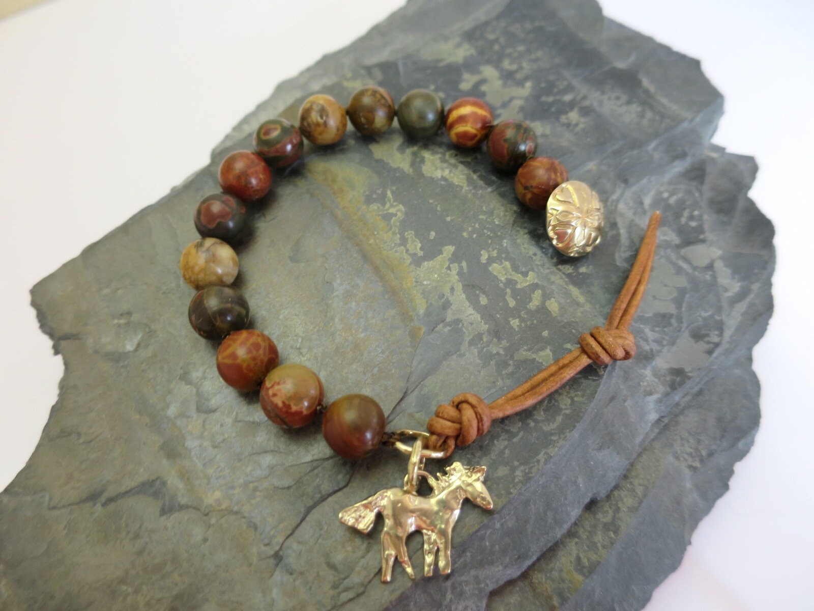 Southwestern wrap bracelet High quality Picasso Jasper | Etsy