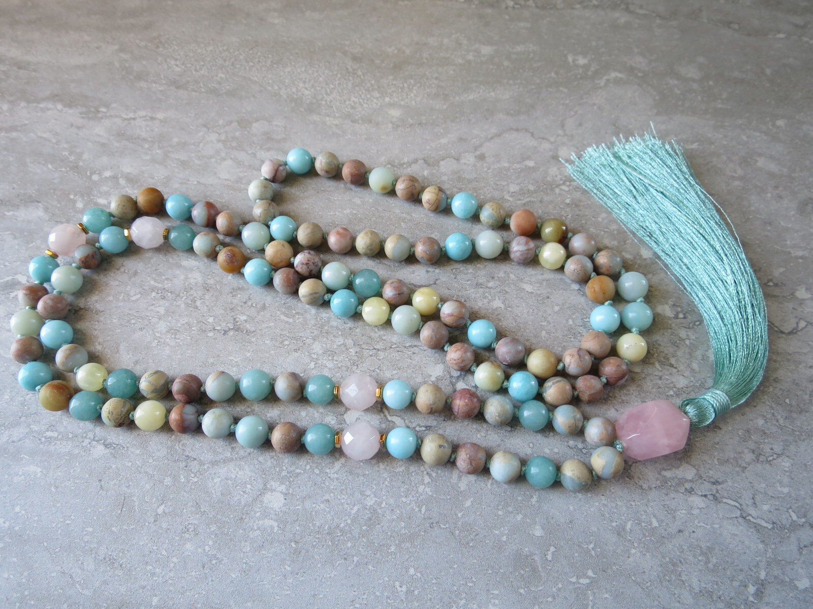 Love and Success Zen Style Mala Necklace, Matte Impression Jasper ...
