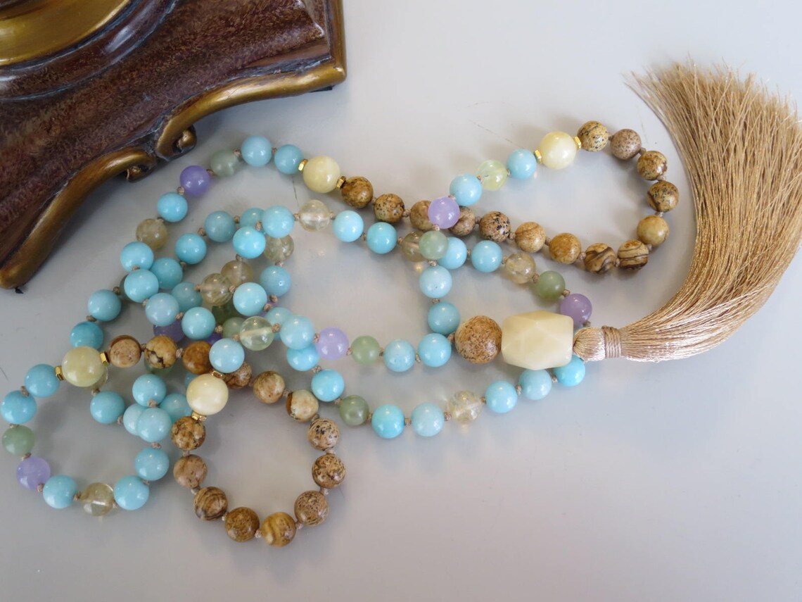 Peace and Romantic Mala Necklace, Zen Style Mala Necklace,jade ...