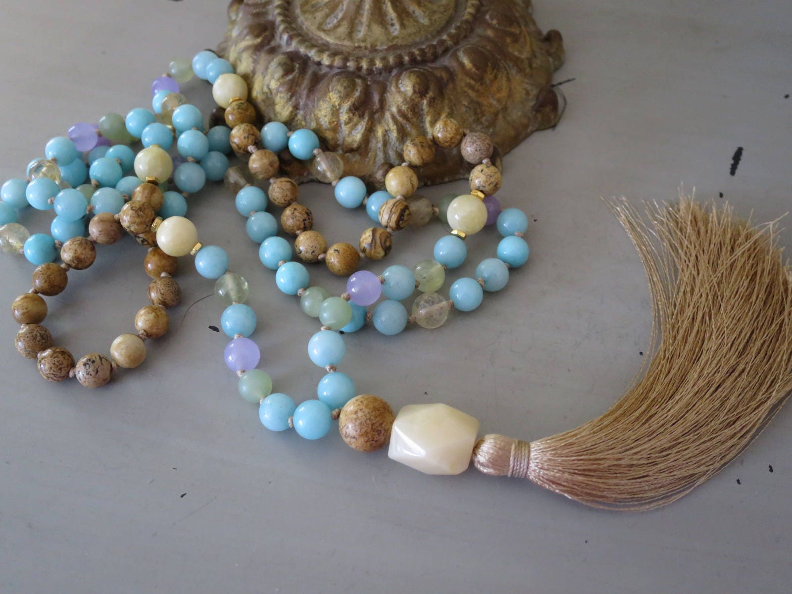 Peace and Romantic Mala Necklace, Zen Style Mala Necklace,jade ...