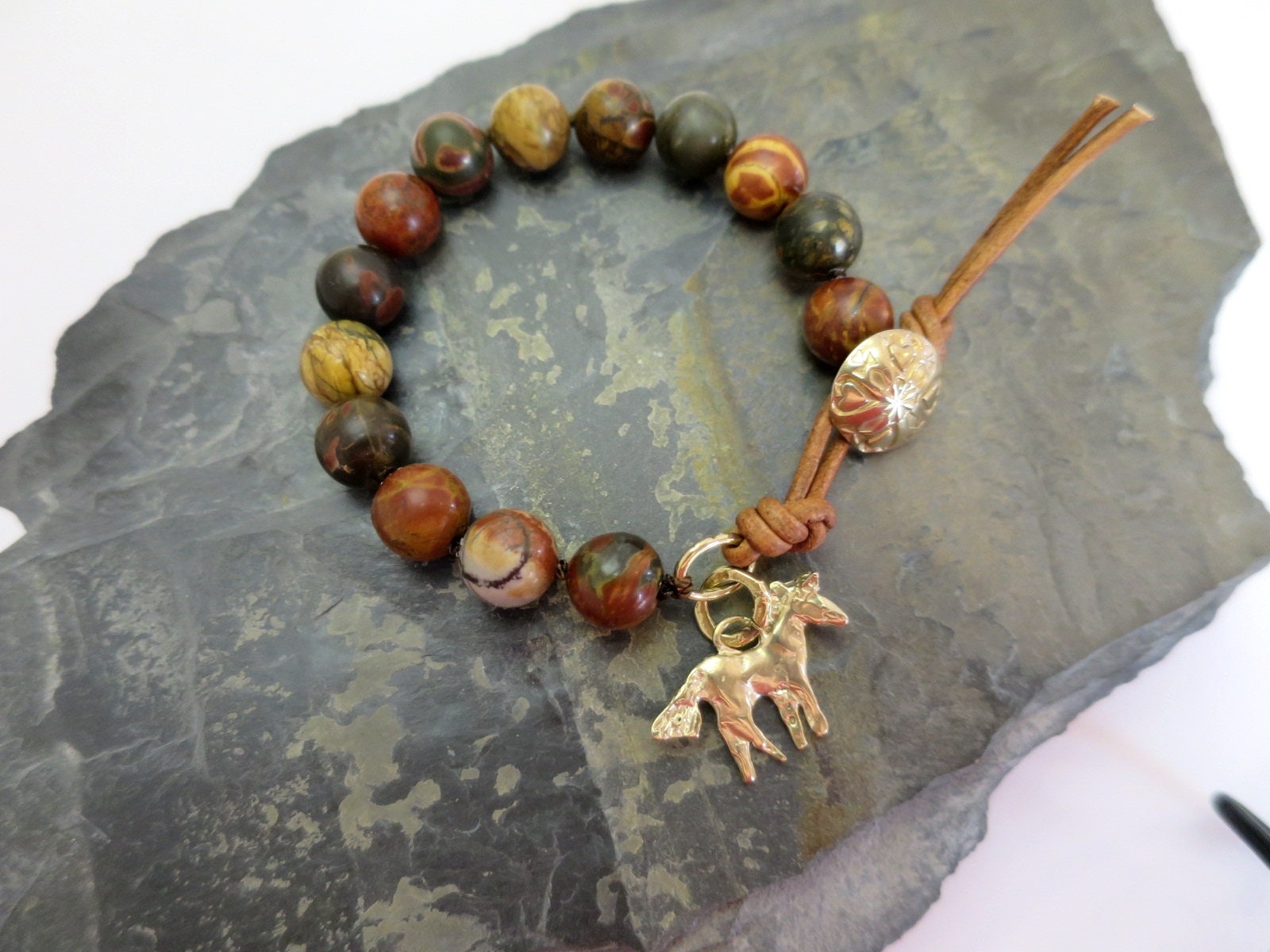 Southwestern wrap bracelet High quality Picasso Jasper | Etsy