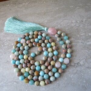 Love and Success Zen Style Mala Necklace, Matte Impression Jasper ...