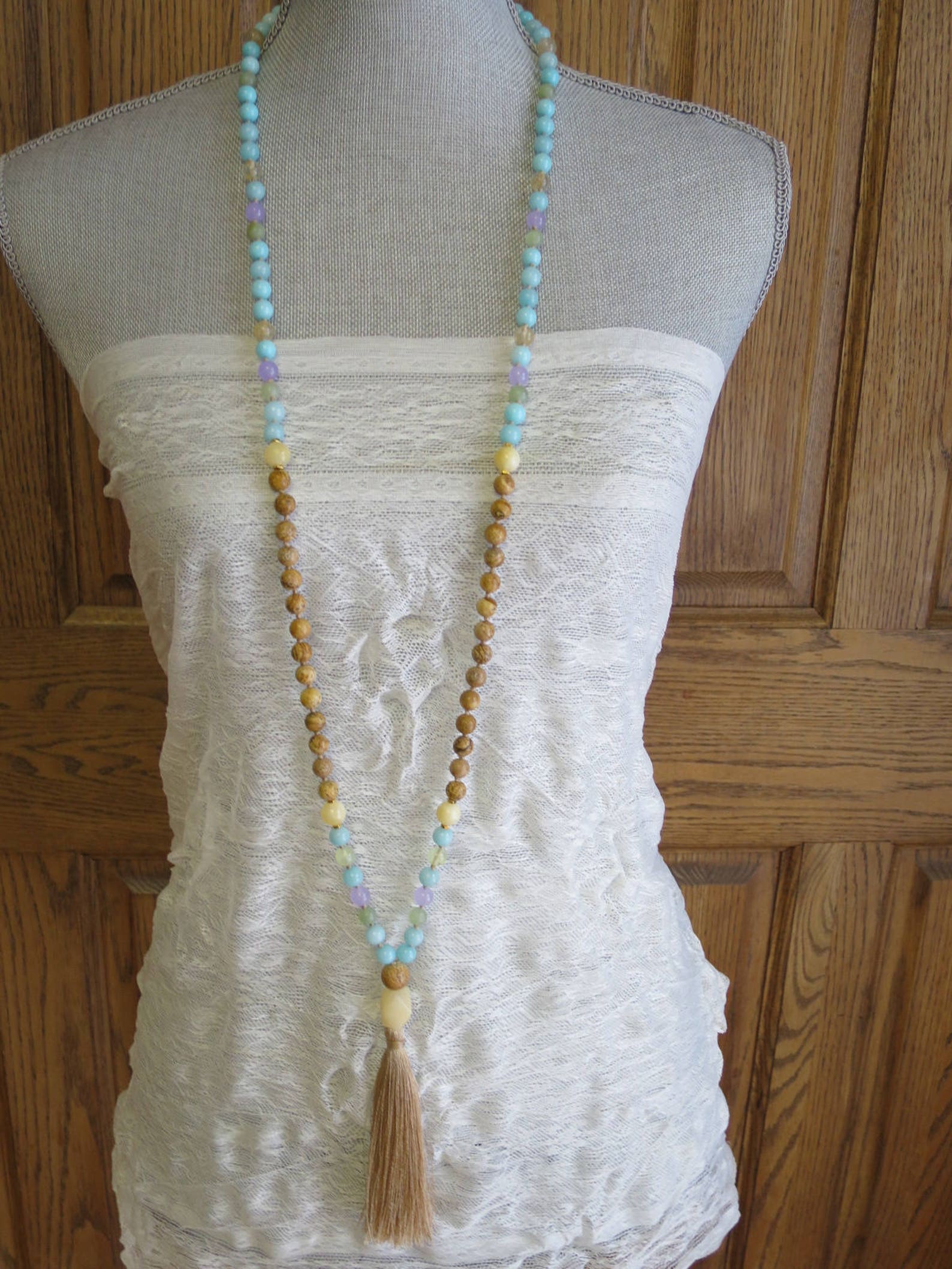 Peace and Romantic Mala Necklace, Zen Style Mala Necklace,jade ...
