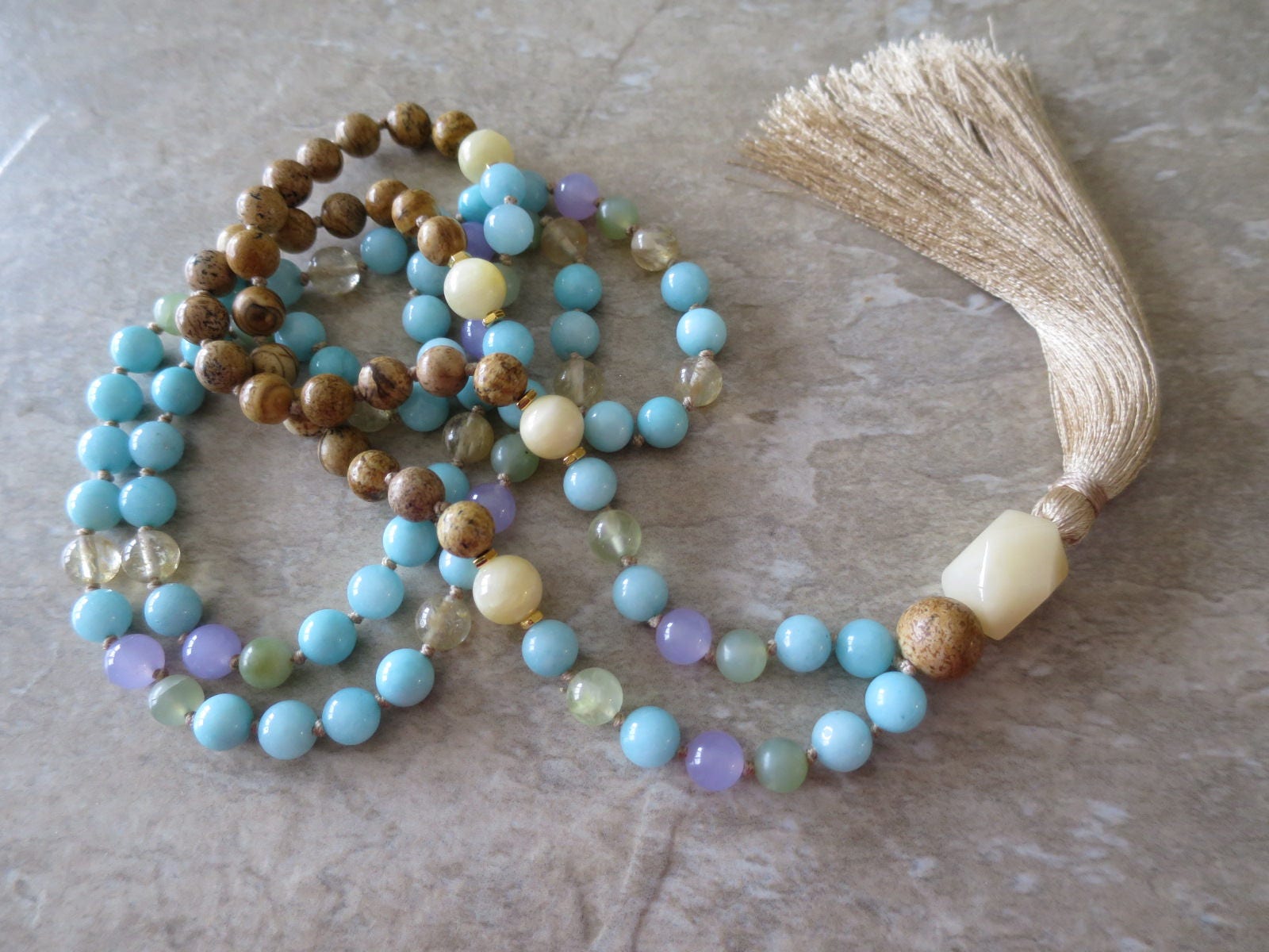 Peace and Romantic Mala Necklace, Zen Style Mala Necklace,jade ...