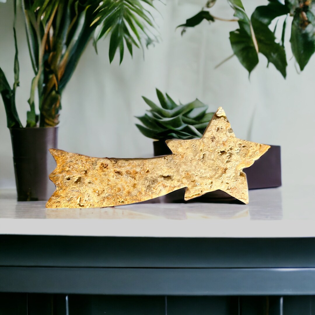 Yellow Crystal Star Carving Lace Agate Carving Celestial Gift Shooting ...