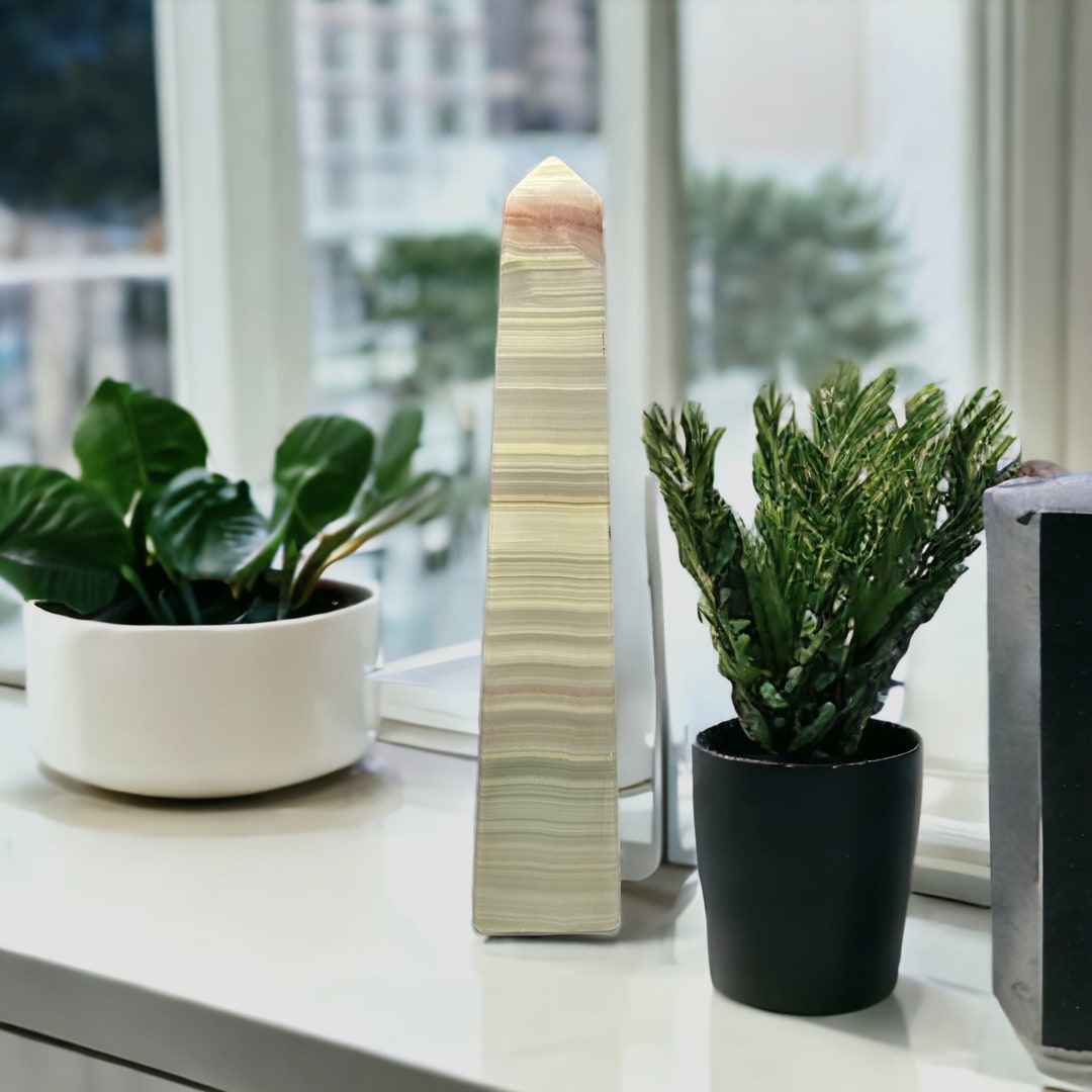 Pink Banded Calcite Tower Pink Banded Onyx Obelisk Healing Tower Green ...