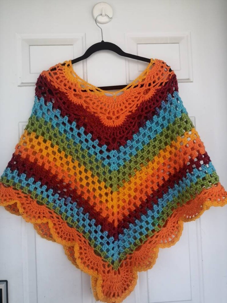 Crochet Multicolored Poncho - Etsy