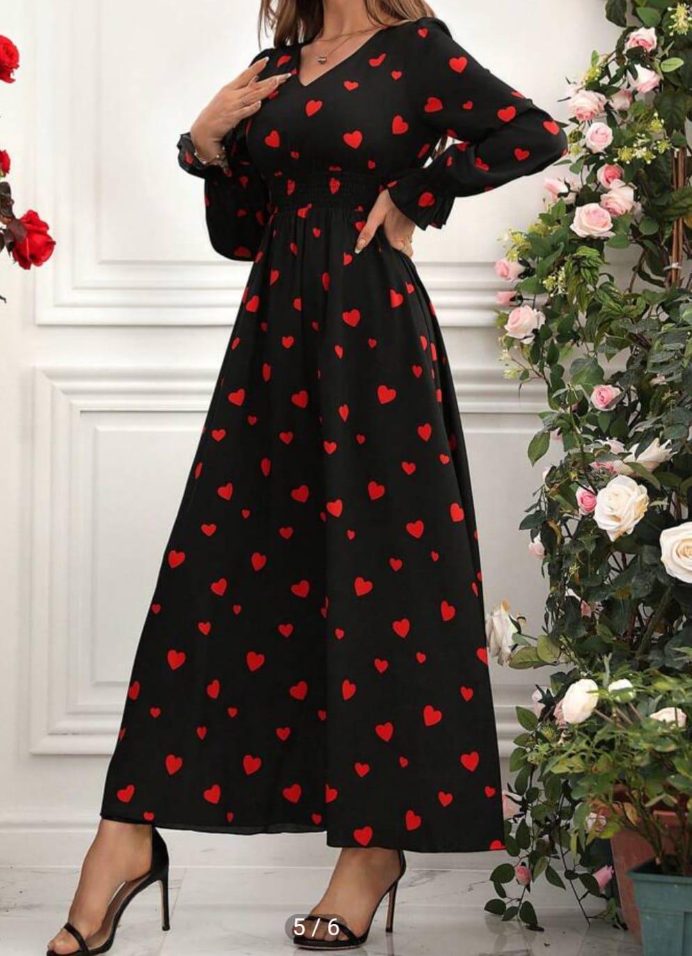New Beautiful Model Heart Print Maxi Partywear Printed Maxi Designer ...