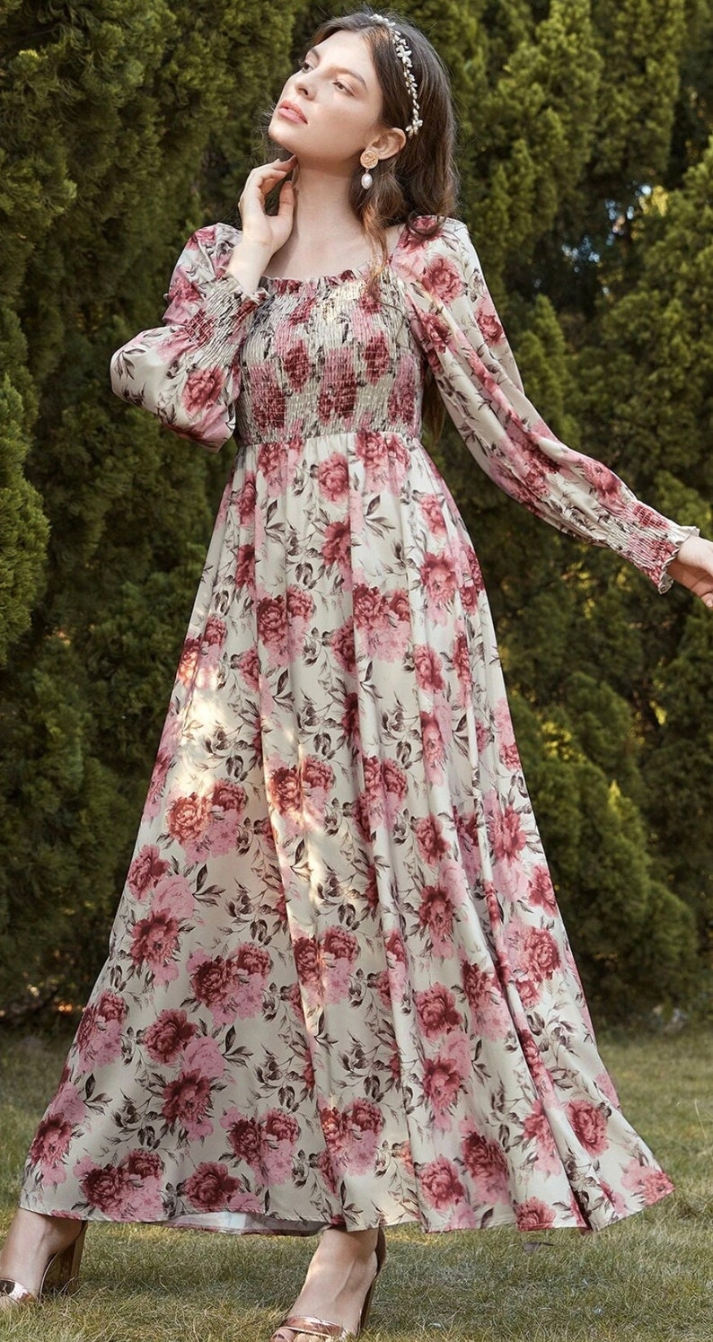 New Beautiful Model Square Floral Print Maxi Partywear Floral Maxi ...