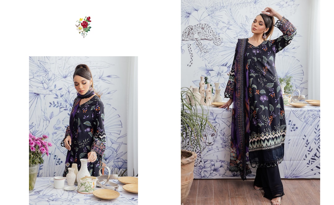 New Pakistani Branded, Black Suit for Eid Partywear Dress, Stitched 3pc ...