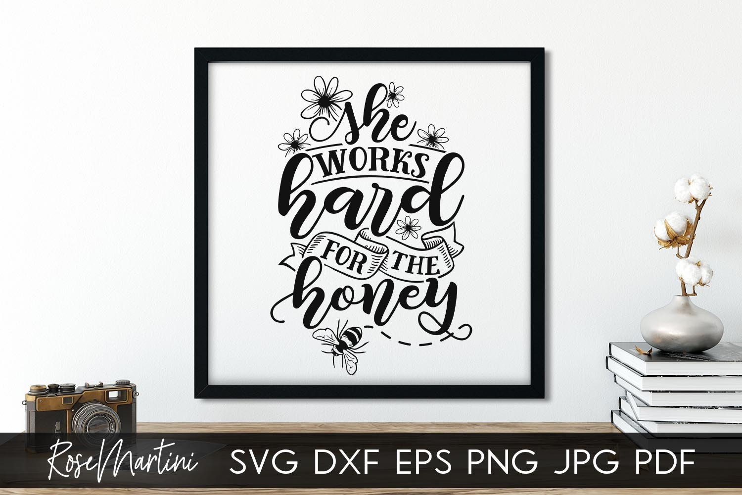 She Works Hard For The Honey SVG file for cutting machines | Etsy