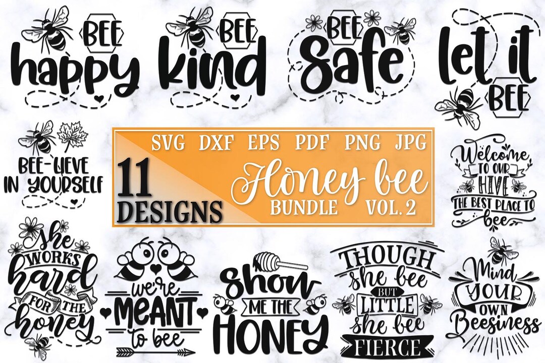 Honey Bee Bundle of 11 Designs SVG Files for Cutting Machines Cricut ...