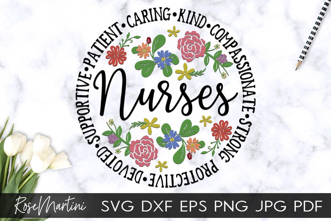 Nurses Floral Cicle SVG File for Cutting Machines-cricut Silhouette ...