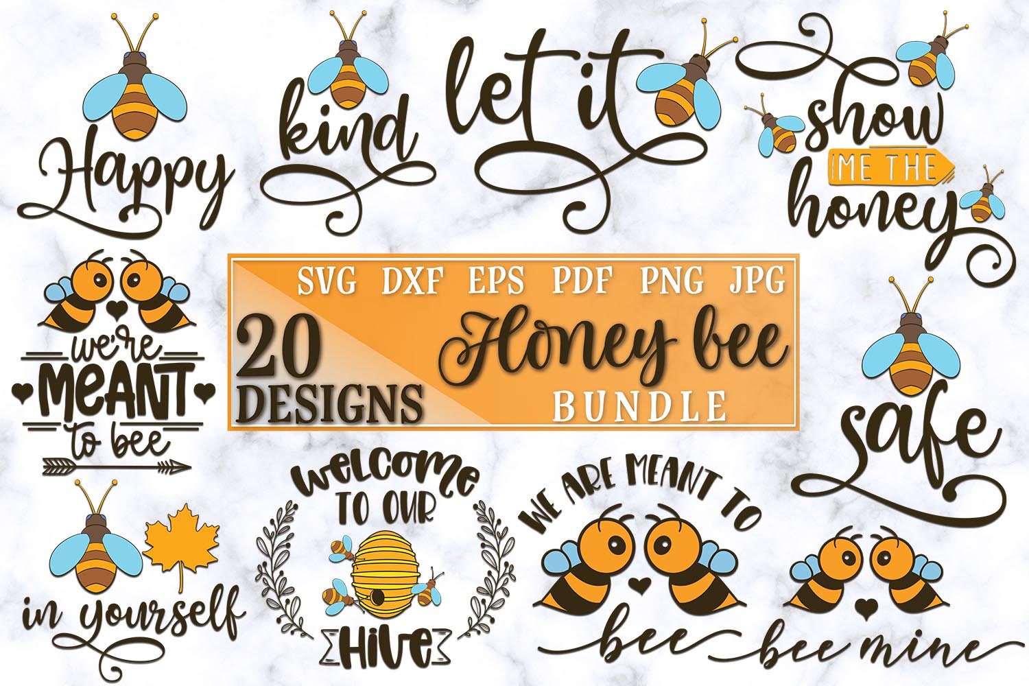Honey Bee Bundle of 20 Designs SVG Files for Cutting Machines | Etsy