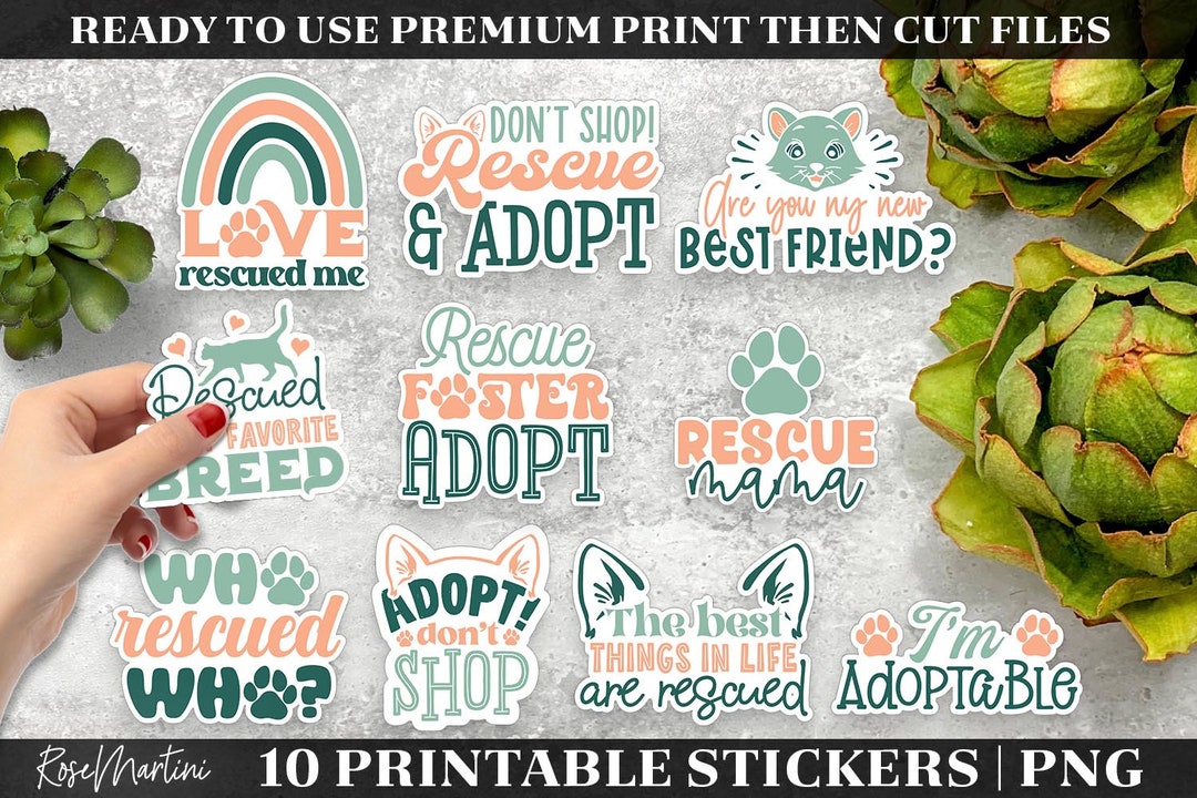Pet Adoption Stickers 10 Printable Stickers PNG Files Pet - Etsy
