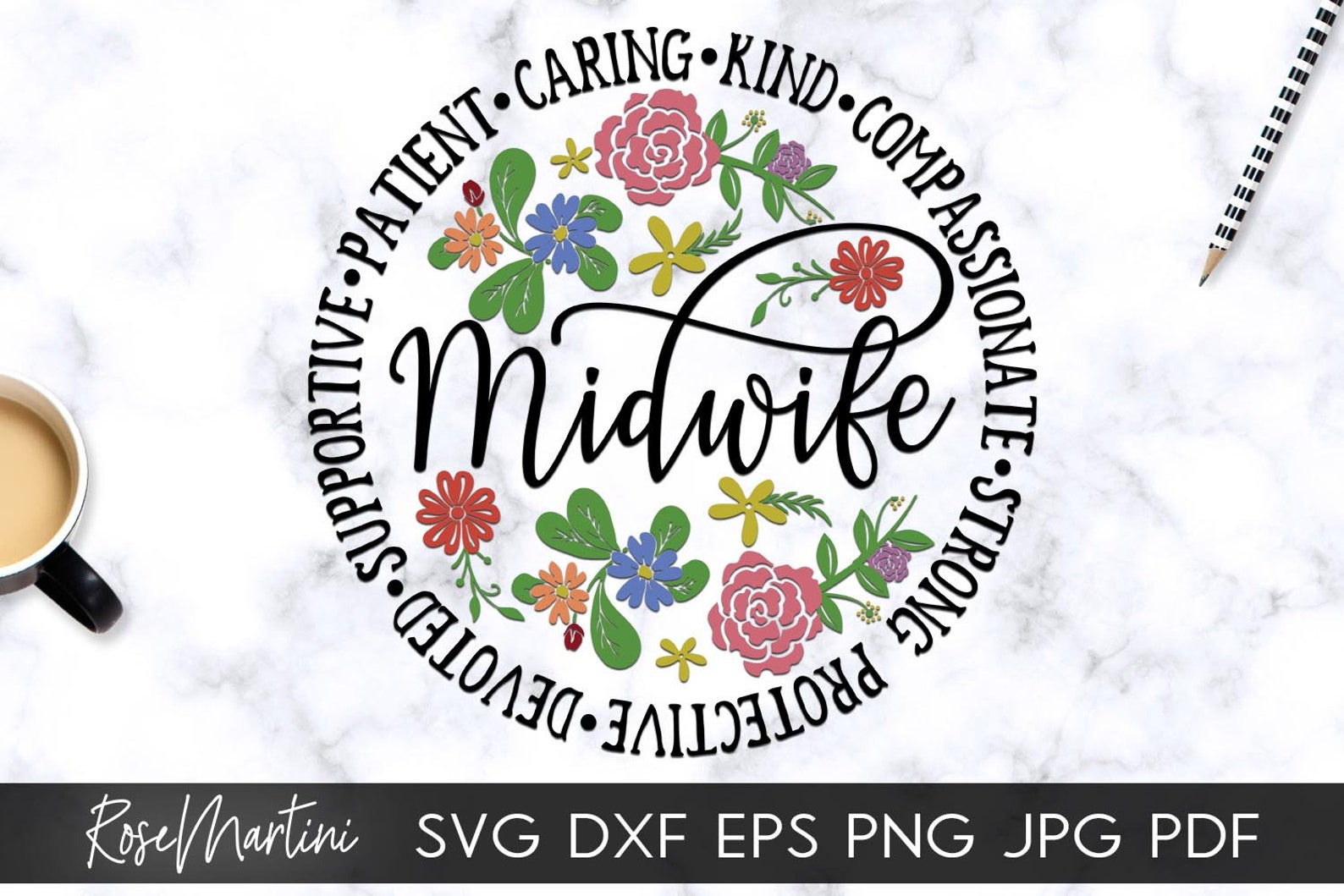 Midwife Floral Cicle SVG File for Cutting Machines-cricut - Etsy