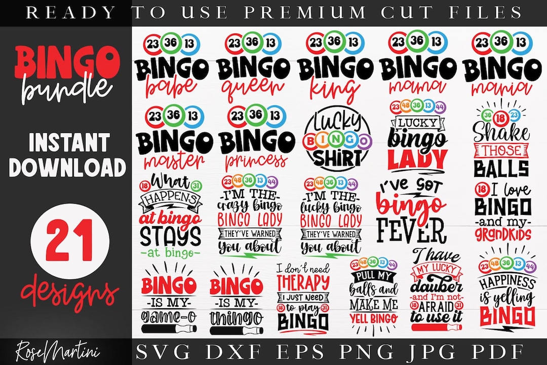 Bingo Bundle 21 SVG Files for Cutting Machines - Cricut Silhouette ...