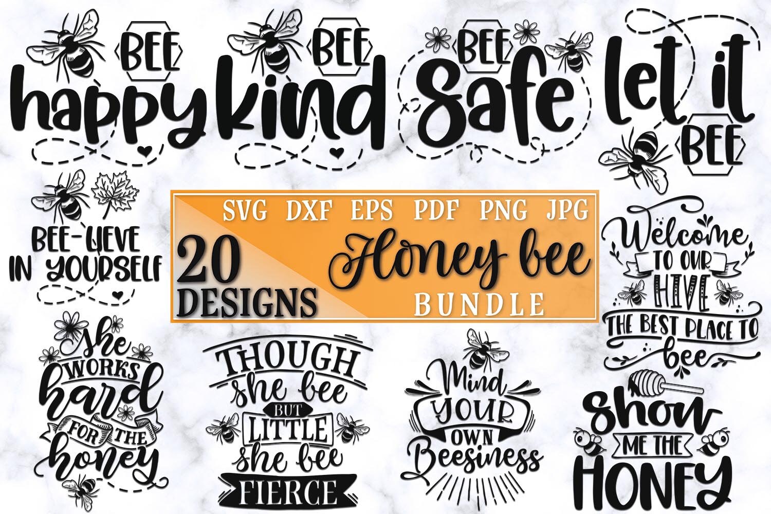 Honey Bee Bundle of 20 Designs SVG Files for Cutting Machines | Etsy