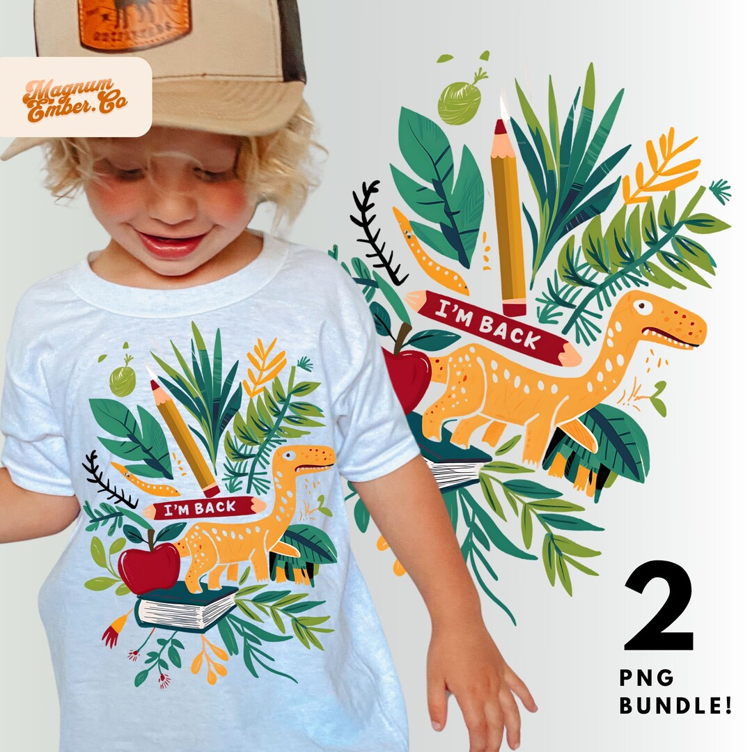 I'm Back DUO, Dinosaur Back to School DUO PNG Bundle, Cool Kids Boy ...