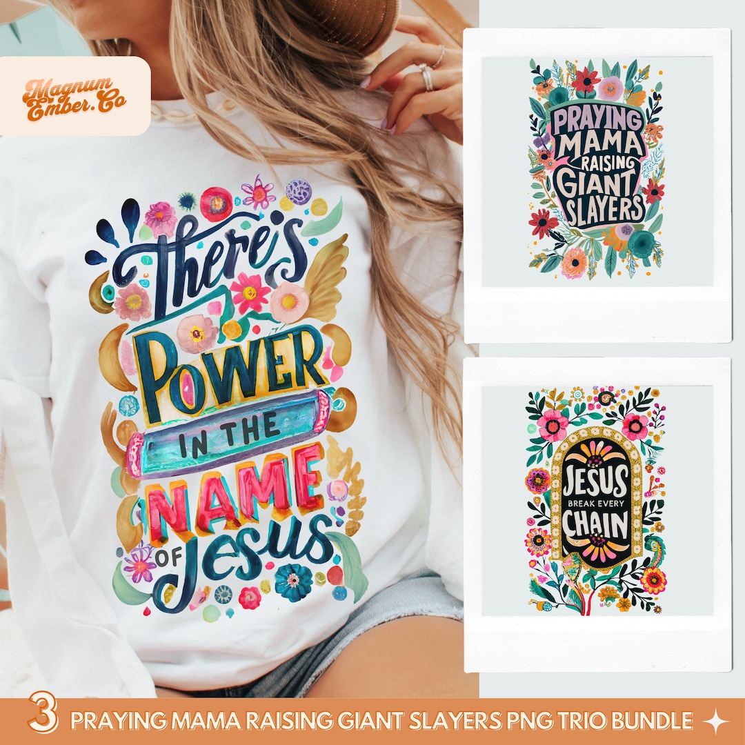 Christian Mom PNG Trio: Praying Mama Raising Giant Slayers (digital ...