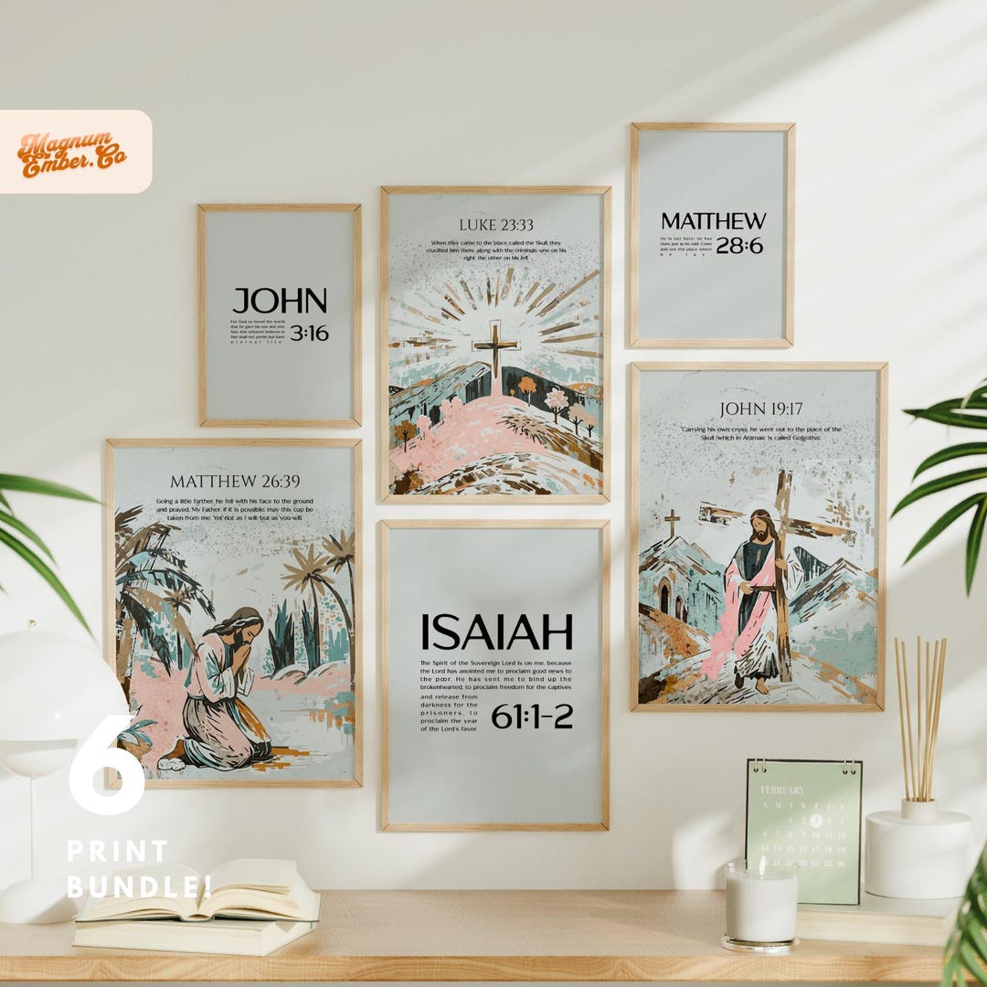 Easter Christian Gift Wall Art Bundle, Bible Verse Printable Posters ...