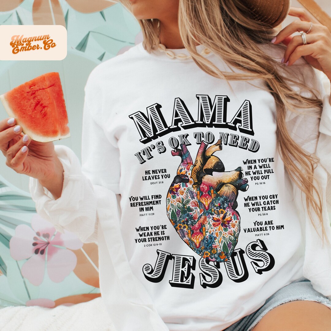 Mama It's Ok to Need Jesus Christian PNG DUO, Mothers Day Sublimation ...