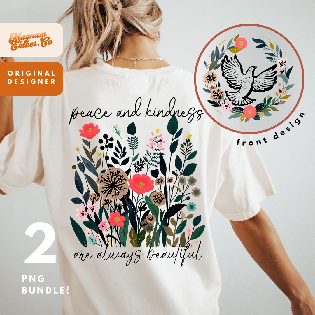 Peace and Kindness PNG Bundle: Floral Dove Design (digital Download) - Etsy