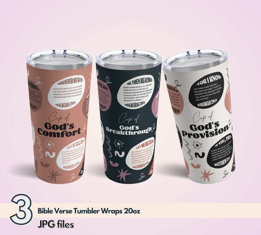 3 Bible Verse 20oz Tumbler Wrap Bundle, Christian Quotes, Bible ...