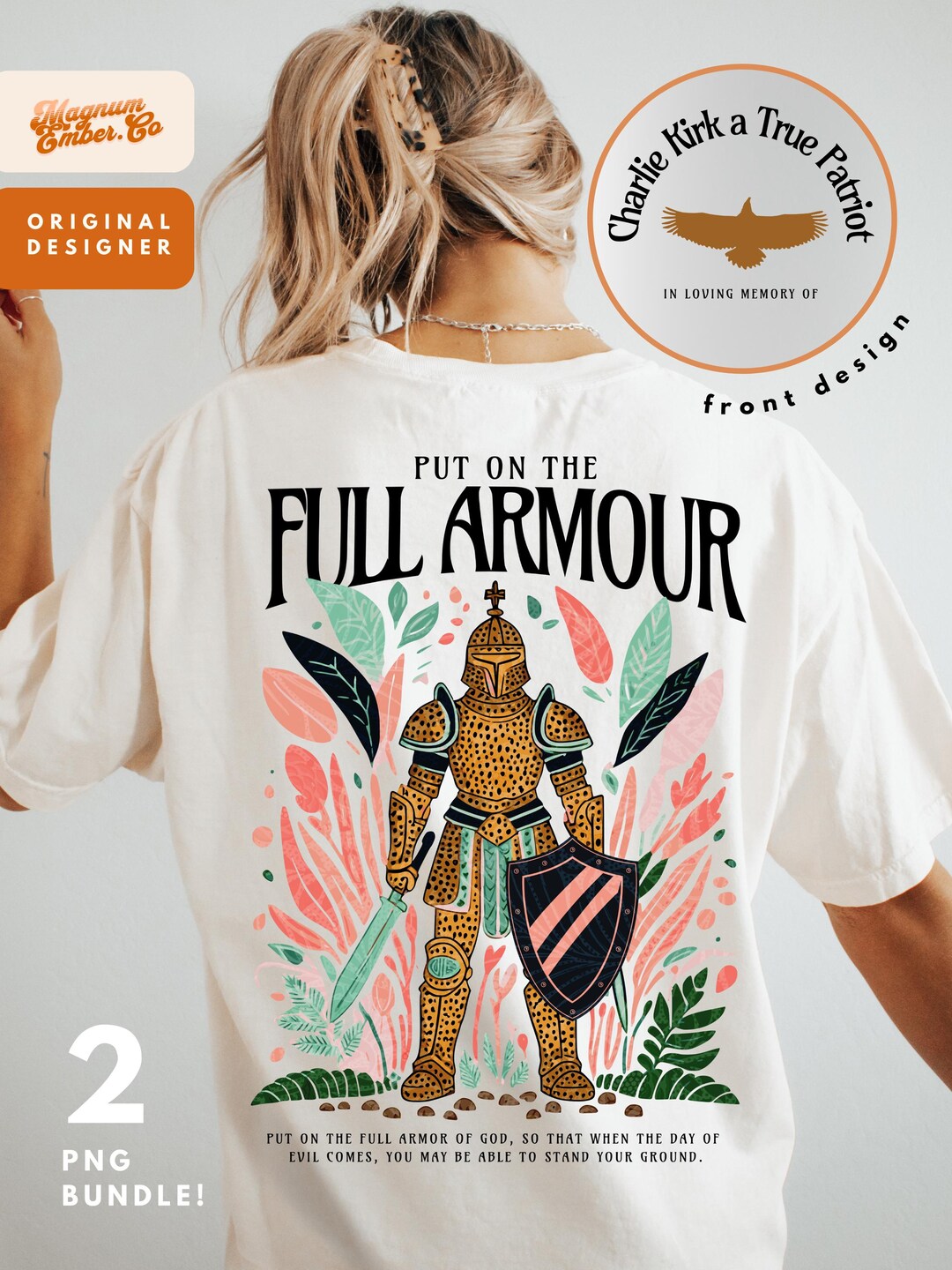 Charlie Kirk Honor BUNDLE Png, Full Armour of God, Christian Scripture ...