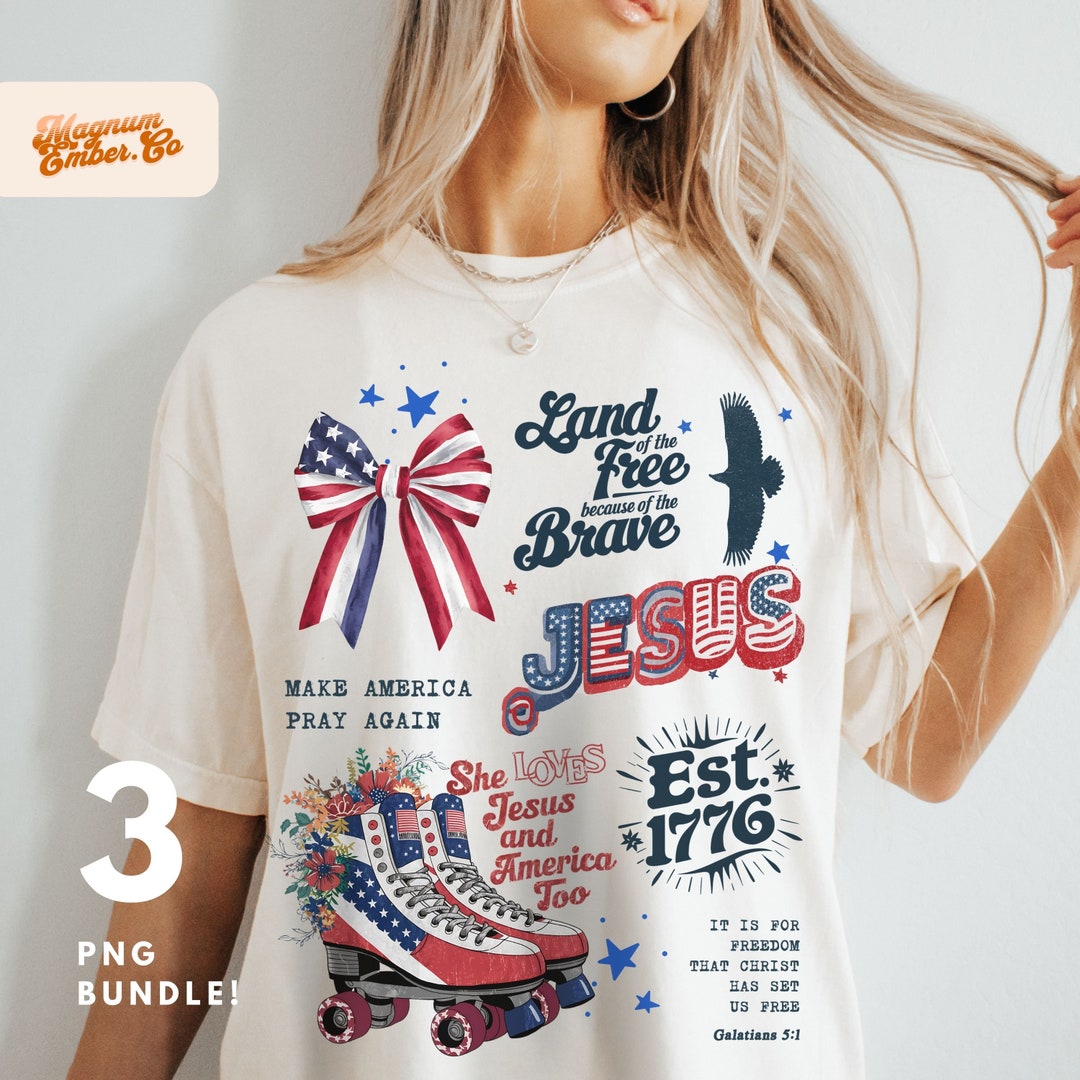 Christian July 4th PNG Duo: She Loves Jesus and America (digital ...
