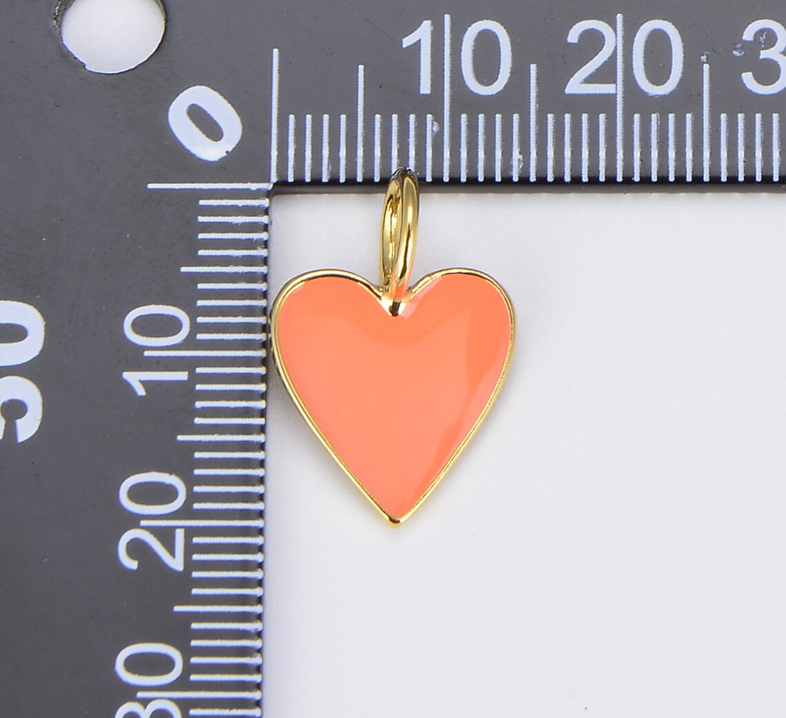 Dainty Neon Heart Charms Enamel Heart Pendant for Necklace | Etsy