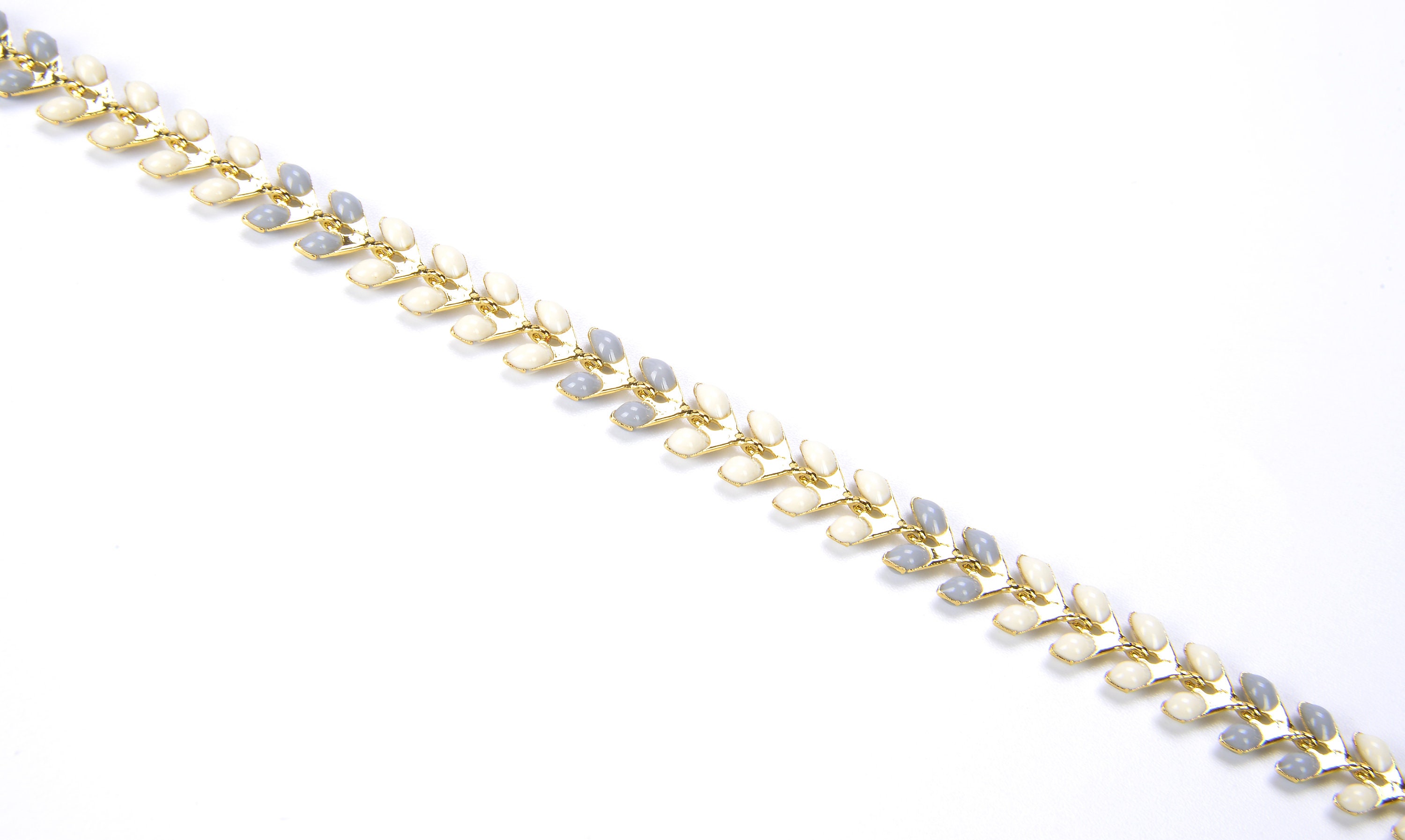 1/3 Feet Multi Color Leaf Shape Beaded Chain, 18K Gold Enamel Beaded ...