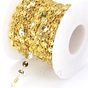 14K Gold Round Disc Beaded Chain Disc Shape Chain Beaded Bulk Chain ...