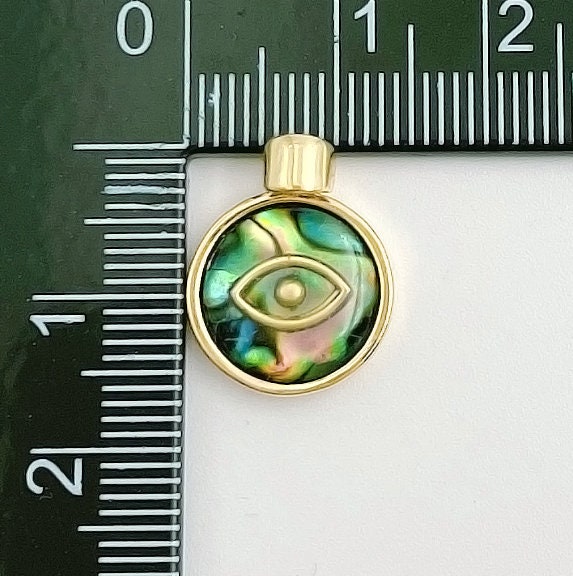 18K Gold Filled Abalone Shell Evil Eye Charm Pendant, Evil Eye Charm ...