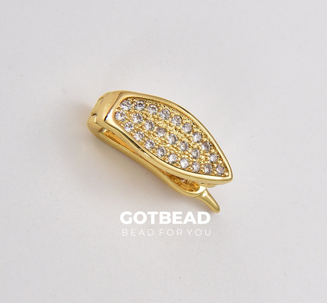 Gold Bail, Removable Pendant Bail, Charm Bail, Micro Pave Pendant ...