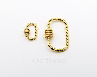 Gold Carabiner Screw Clasp, Gold Filled Screw Clasp Oval, Interlocking ...