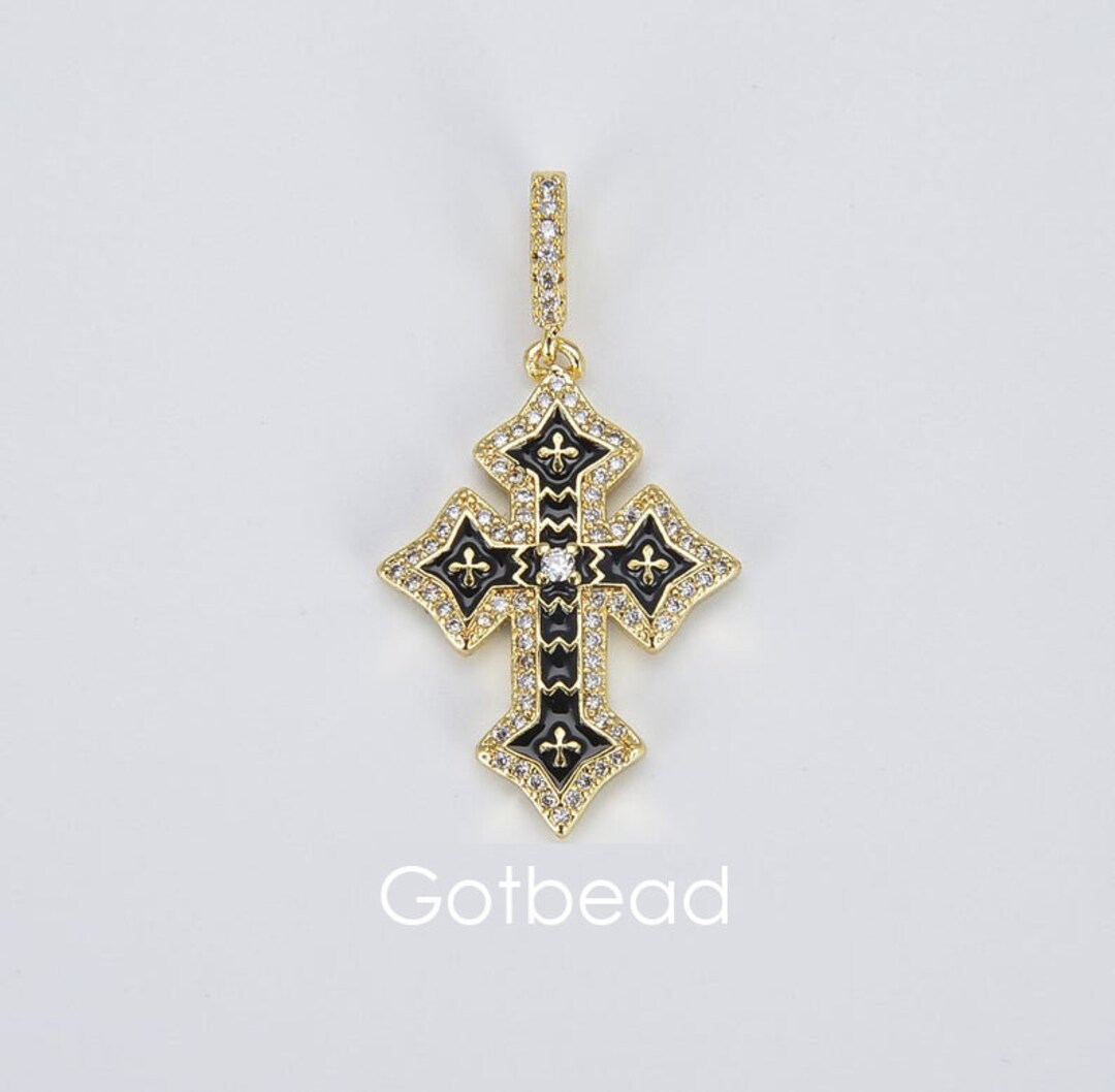 Enamel Cross Charm, 18K Gold Filled Small Cross Pendant for Necklace ...
