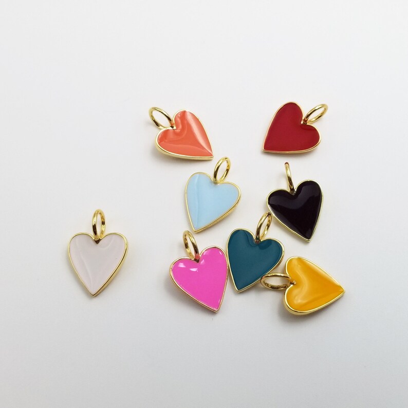 Neon Heart Charms Enamel Heart Pendant for Necklace Earring Charm ...