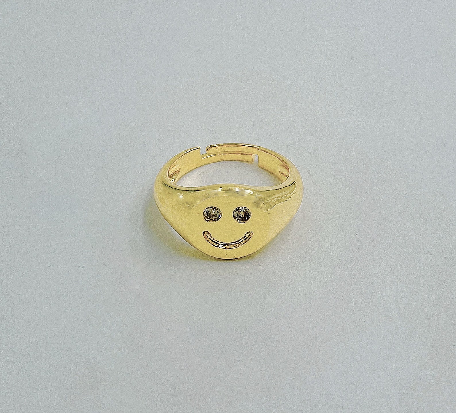 18K Gold Smiley Face Ring Happy Face Ring Gold Happy Face | Etsy