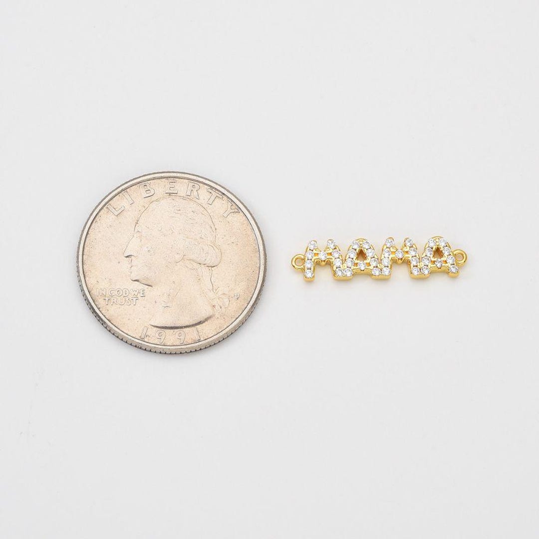Mama Word Charm Connector, Gold Filled Mama Link Connector for Bracelet ...